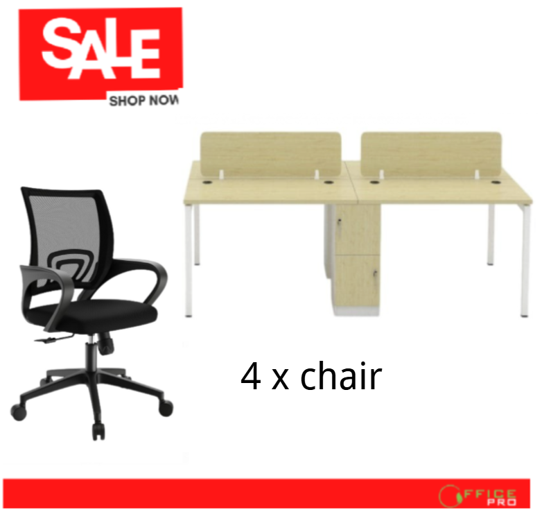 N Package Office Workstation Table Cluster Of 4 Seater | Office Mesh ...